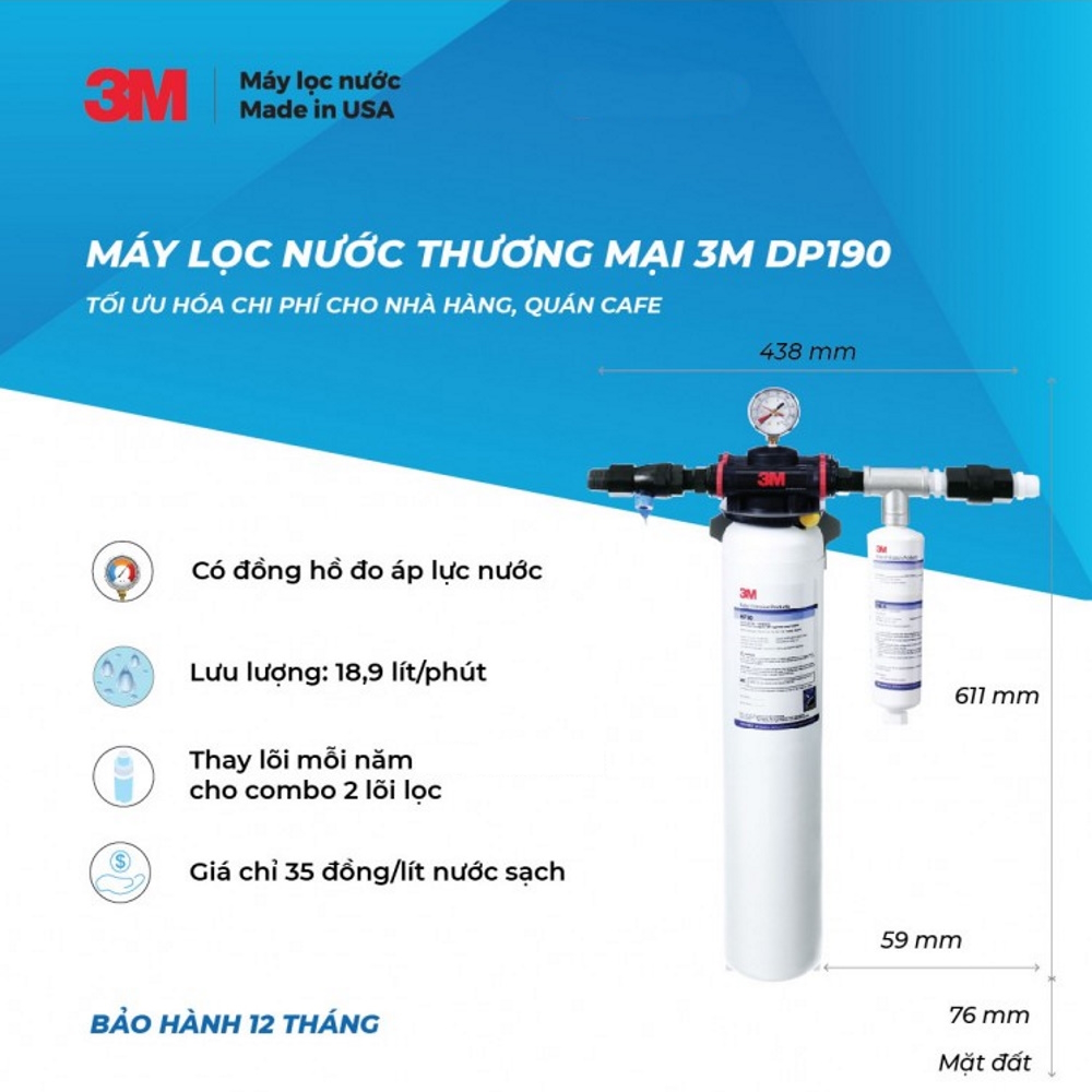 Máy lọc nước công suất lớn 3M DP190 – Lọc nước Hoa Sen